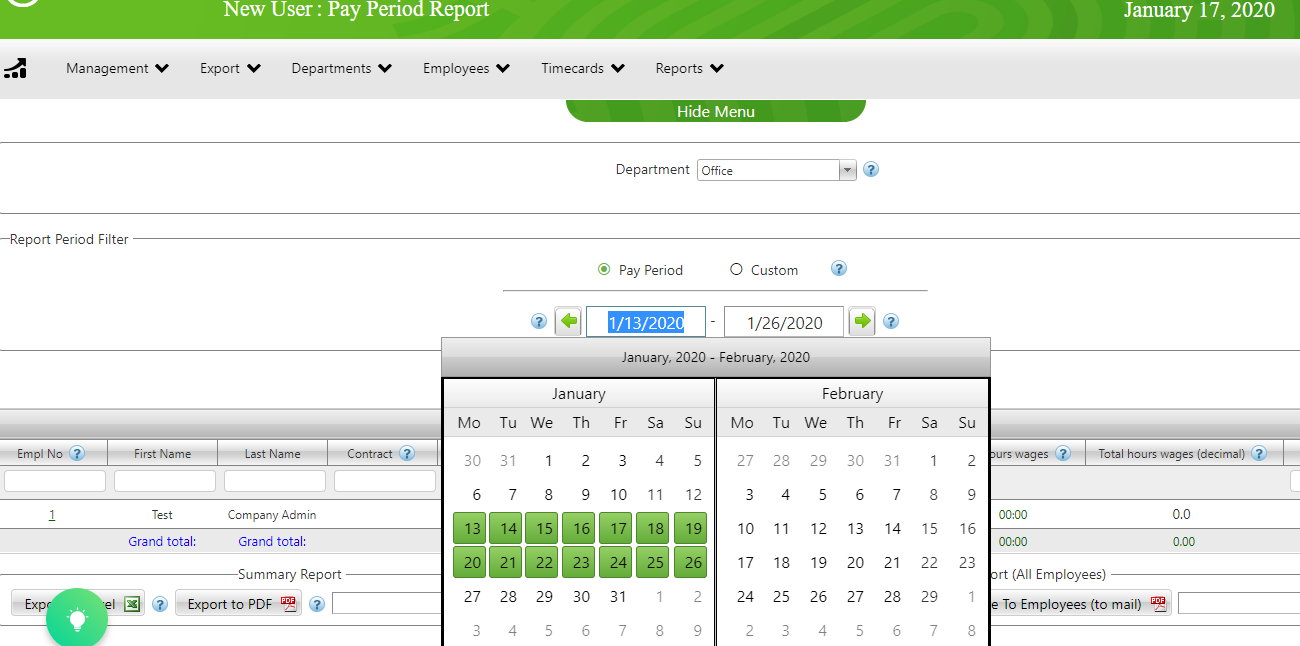 Selecting Date Ranges for Payroll