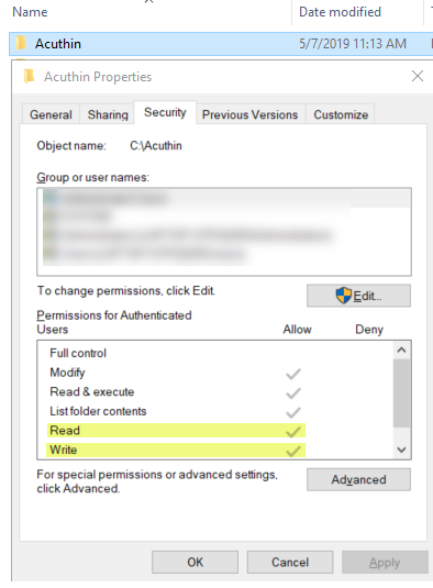 Error: "Access to the Path 'c:\acuthin\settings.rms' is Denied"