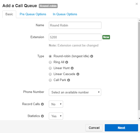 Configuring Options for Call Queues