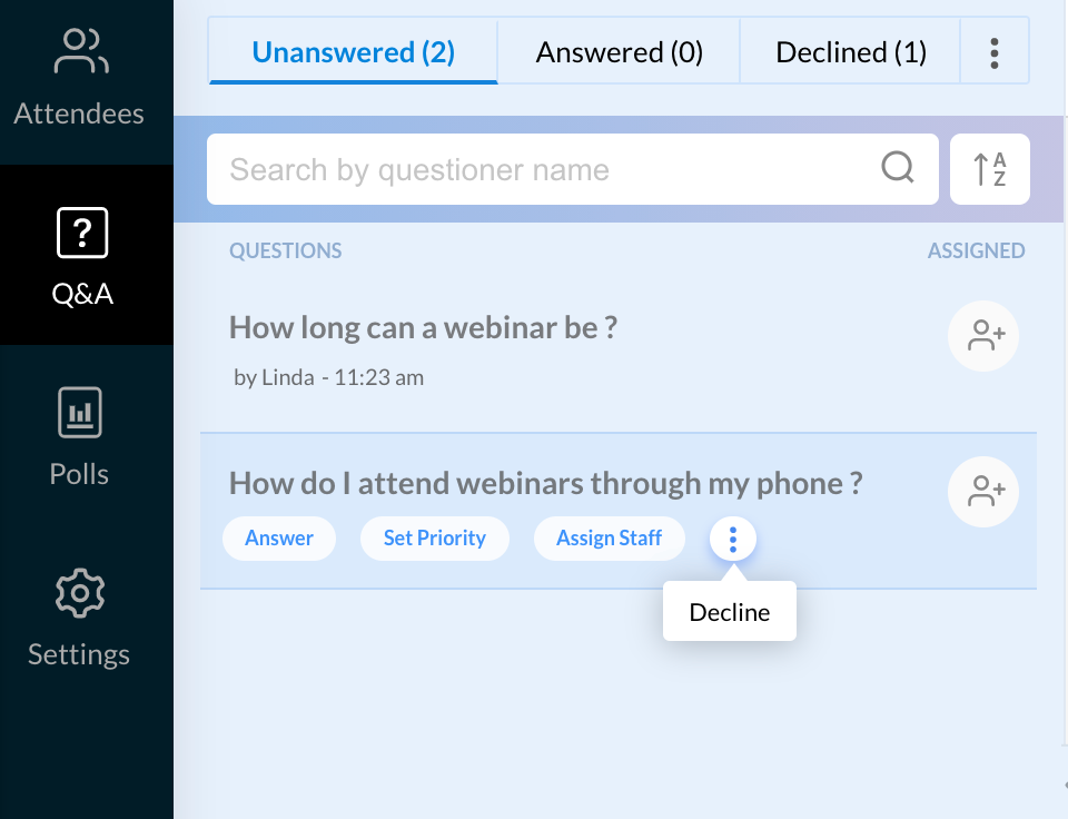 Webinar polls, QA, Hand raise, and Allow to talk