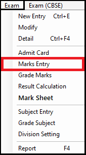Subject Marks Entry in Exam