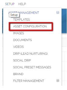 How do I set up asset configuration tabs and categories?