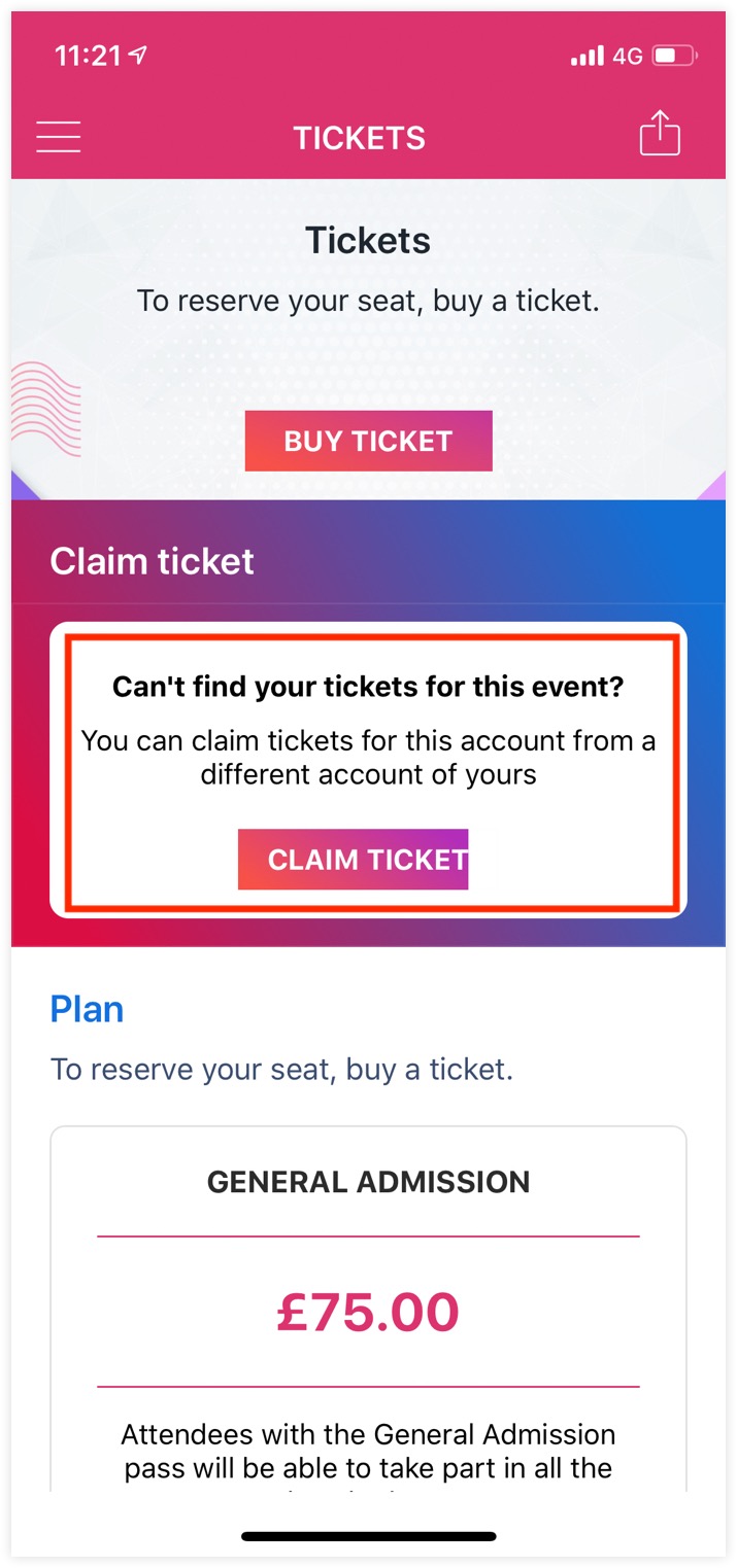 Claiming a ticket - Zoho Backstage for attendees