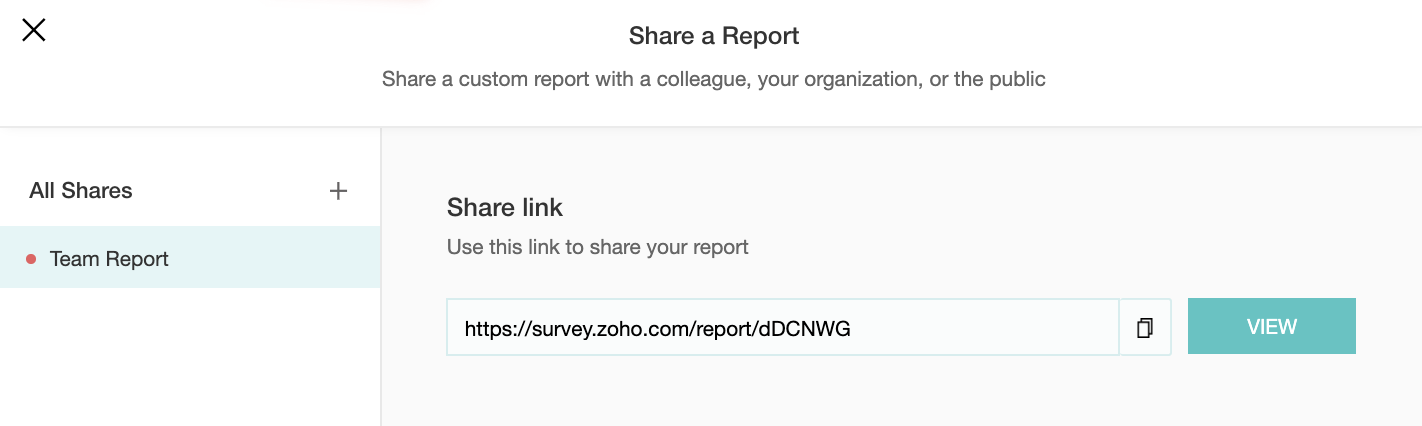 How to Share Reports in Zoho Survey - Online Help Guide