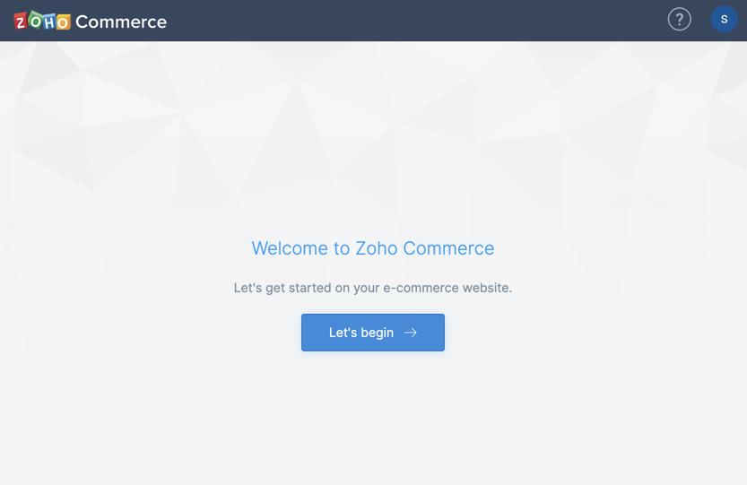 Click Let's begin to start building your store.