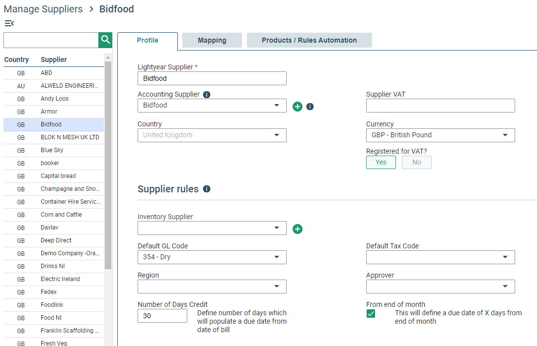 Create a New Supplier