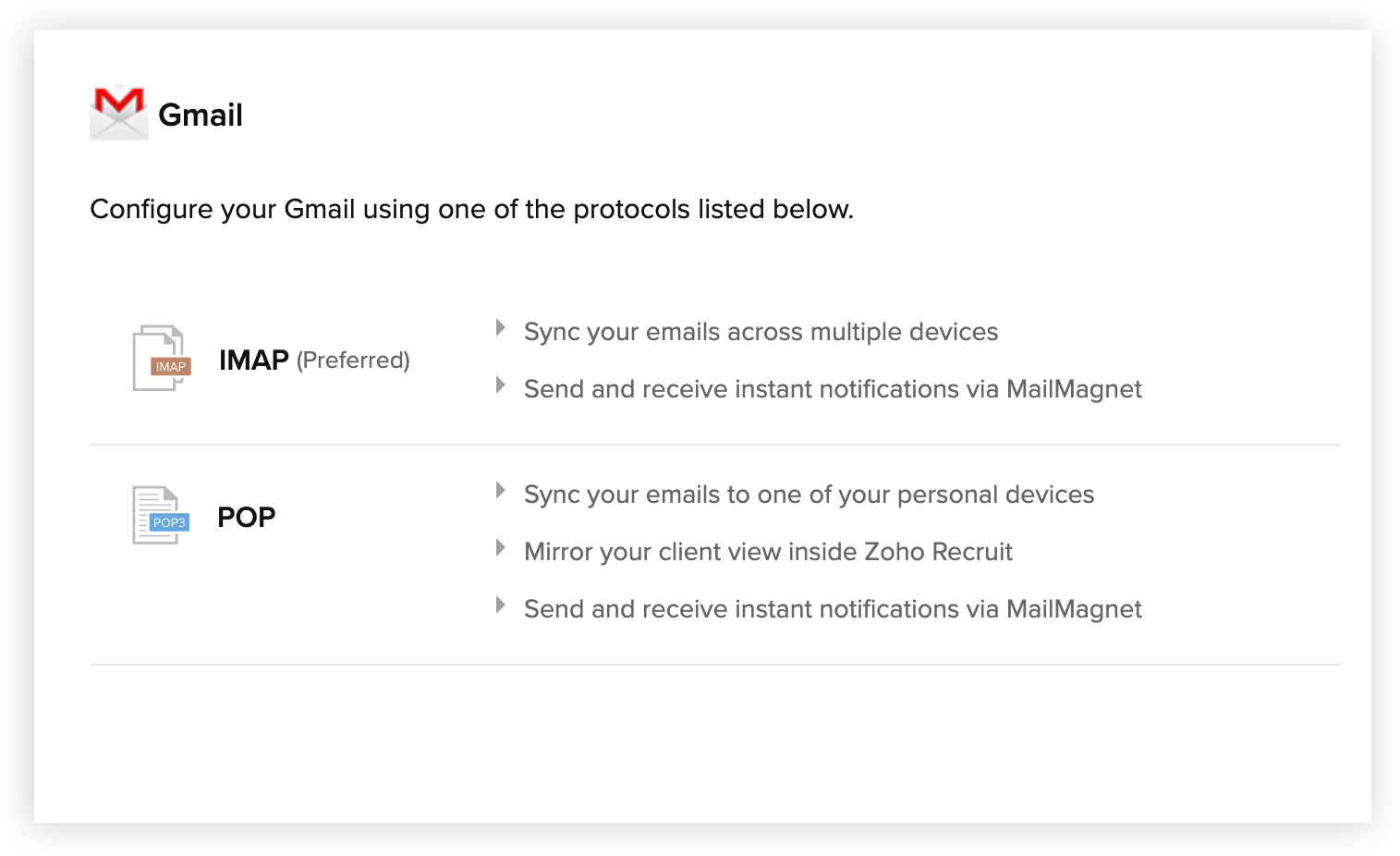 Zoho Recruit | Configure IMAP Account