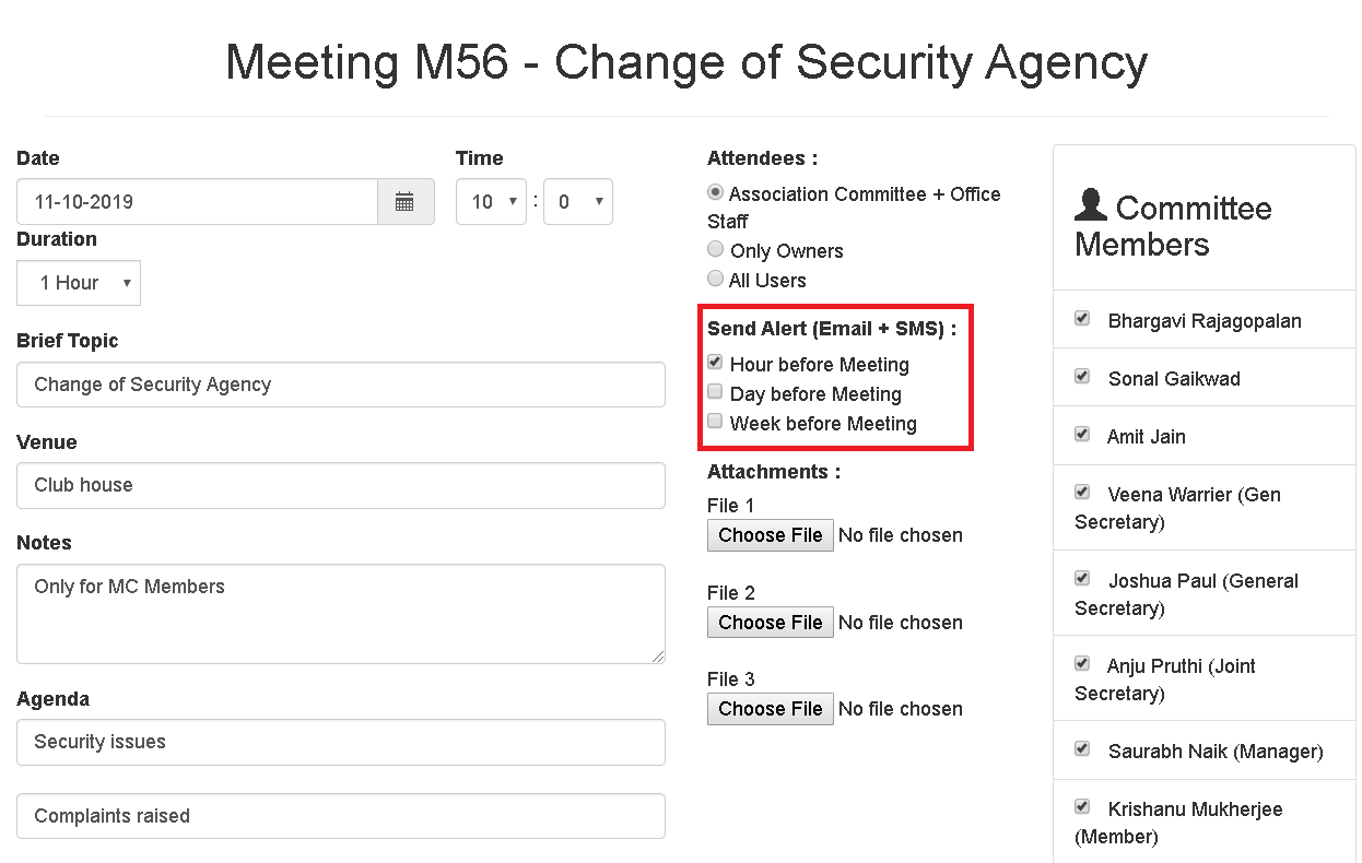 How can I set automatic meeting alerts for all attendees?