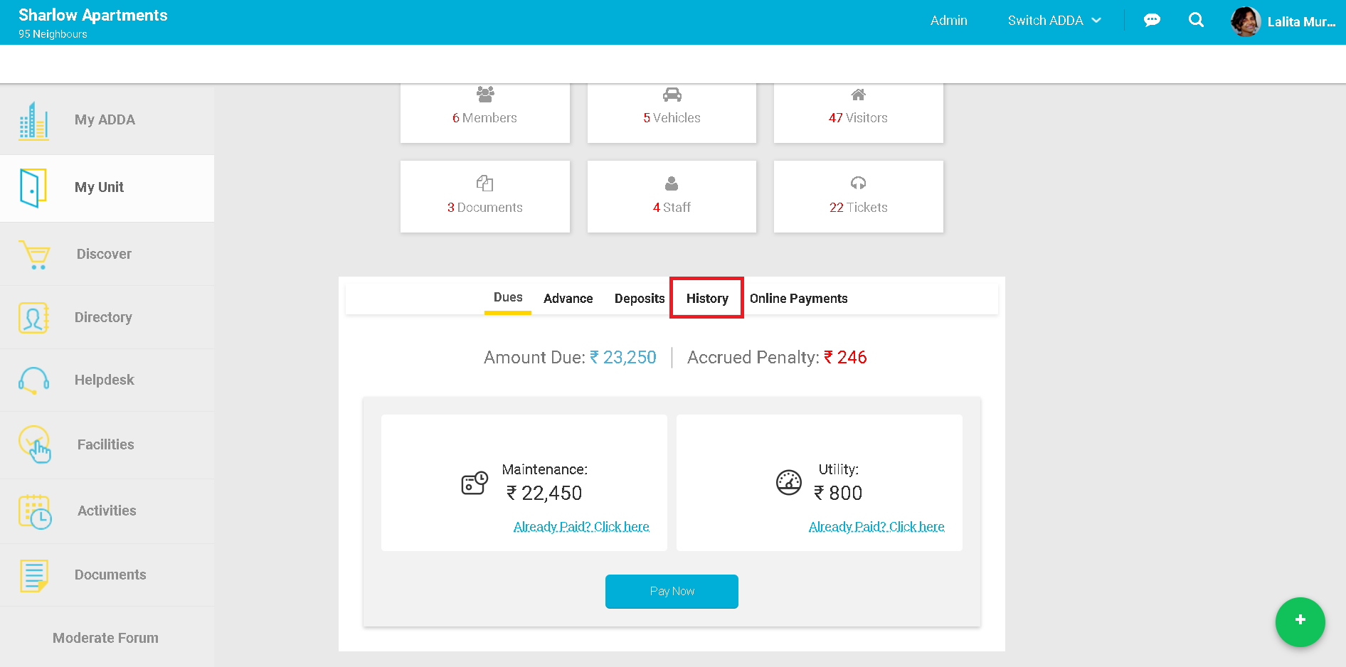 How to check My Unit Full Account statement using ADDA Portal