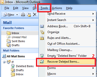 Recover Deleted Email For Microsoft 2007/2010/2013/2016/2019