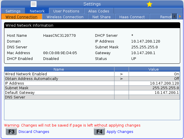 How to Configure Haas NGC Network Settings