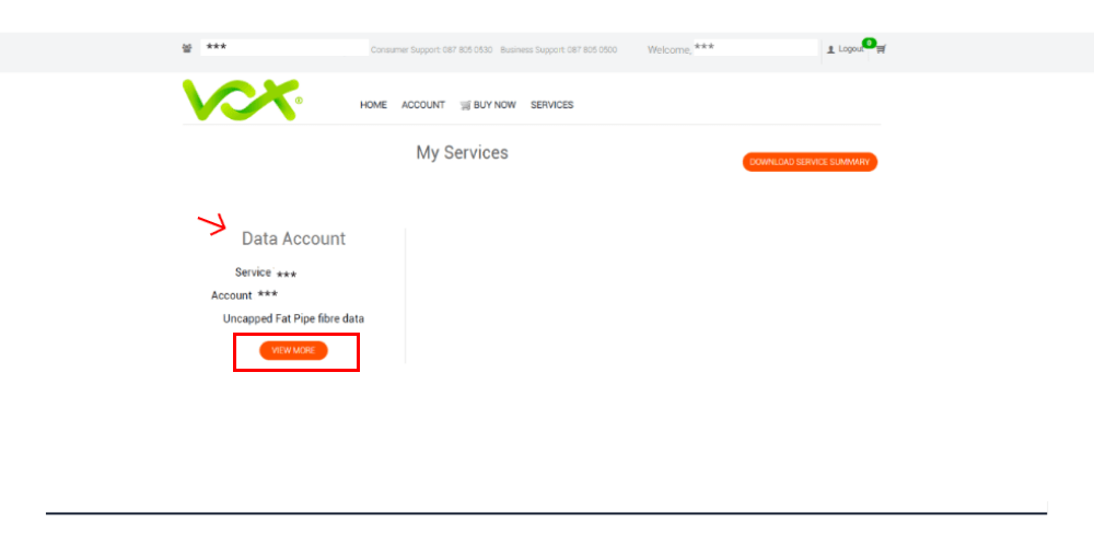 How to view your Vox data usage.