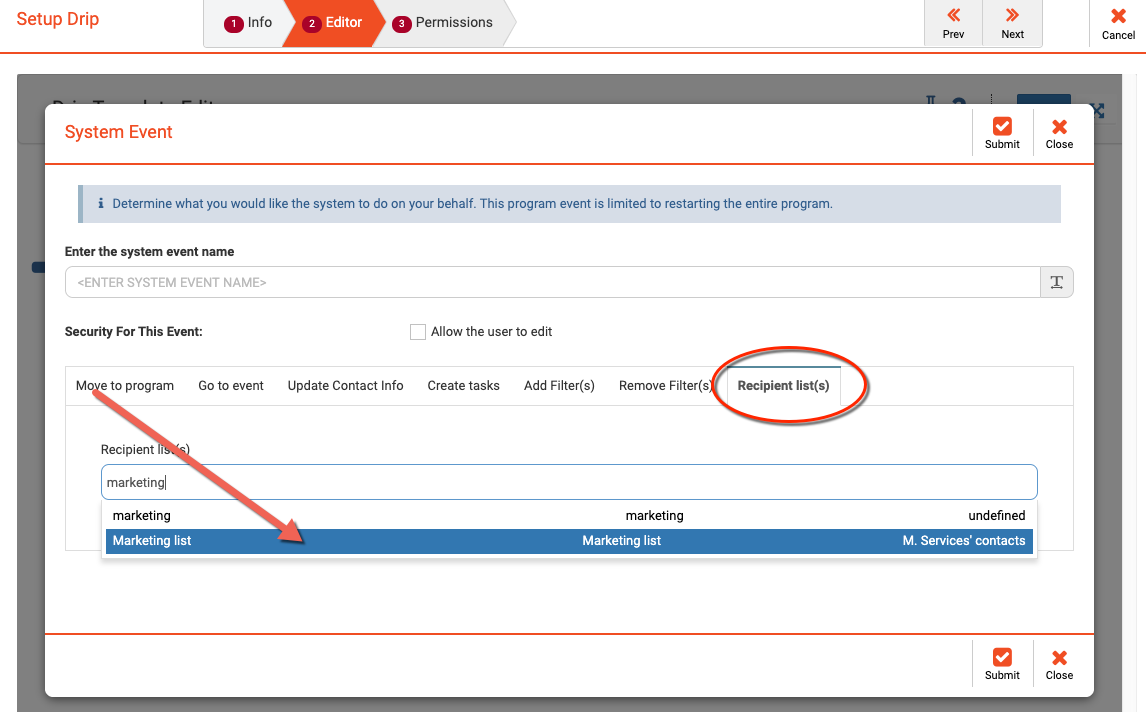 How do I create a subscription list for my marketing campaigns?
