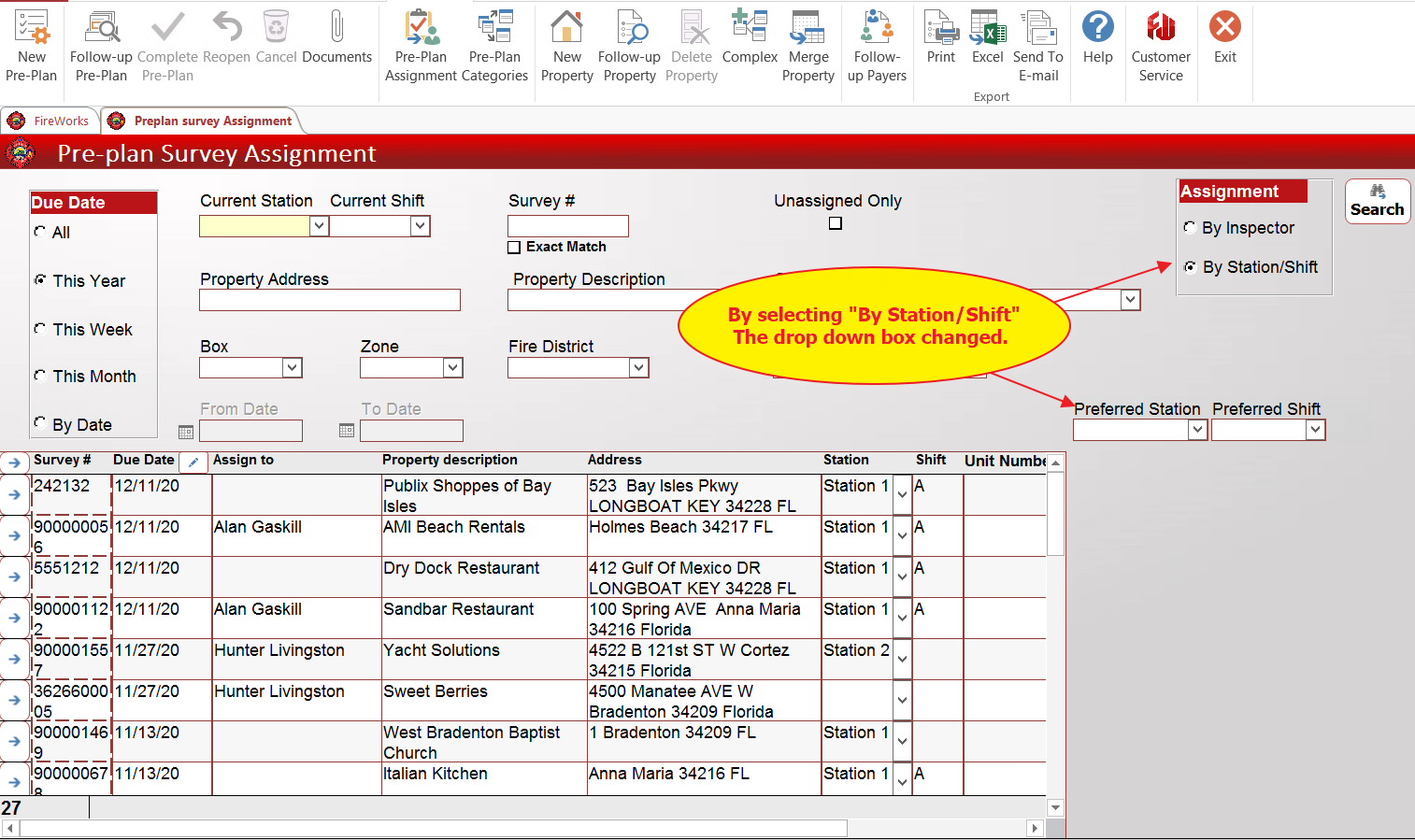 Assigning Pre-Plan surveys to stations and shifts
