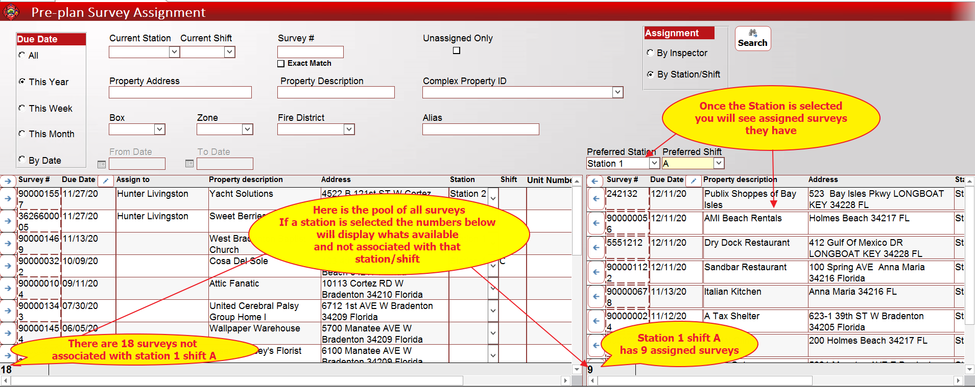Assigning Pre-Plan surveys to stations and shifts
