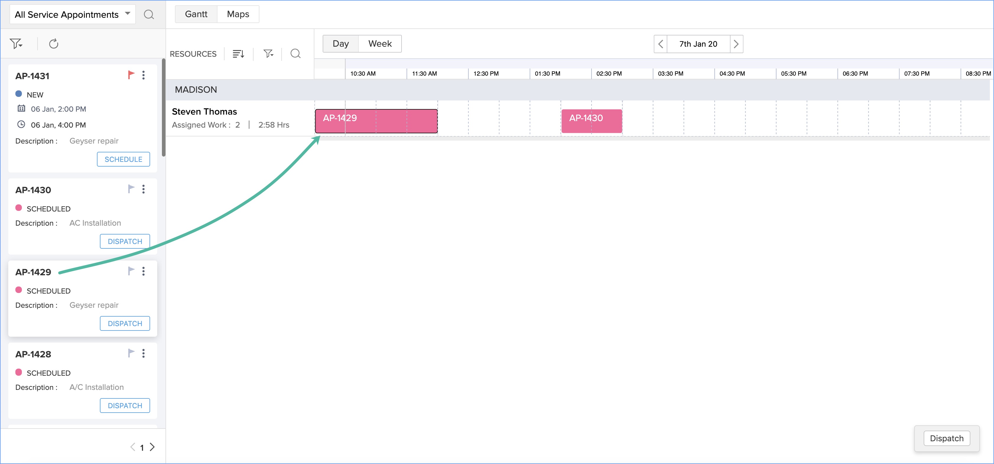 Dispatch Console Gantt