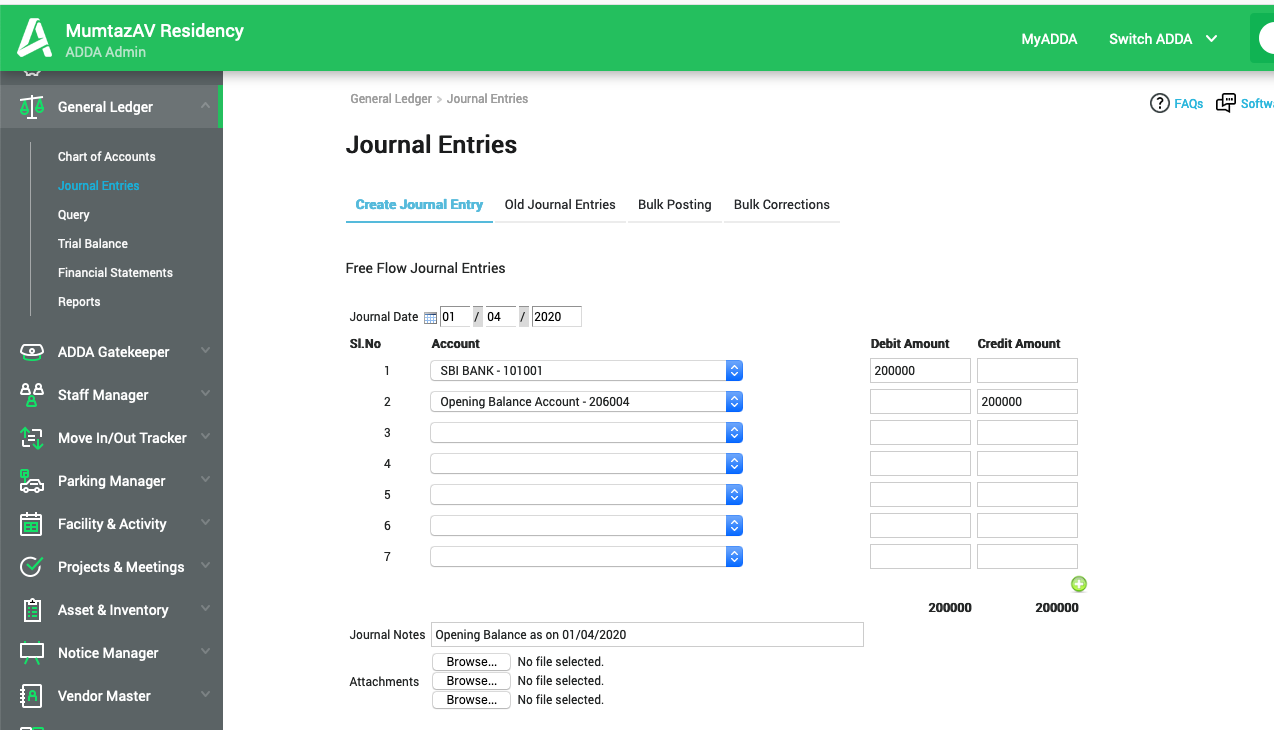 How to pass a journal entry?
