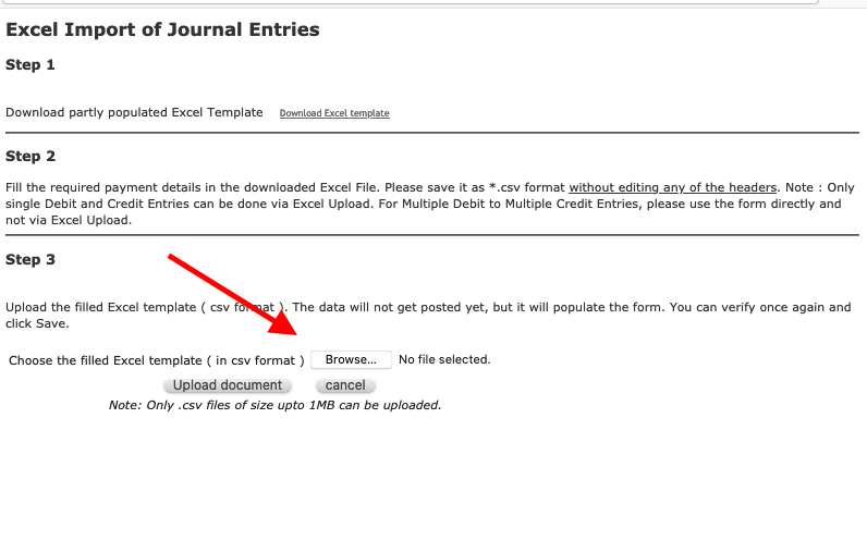 How to upload the journal entries in batch