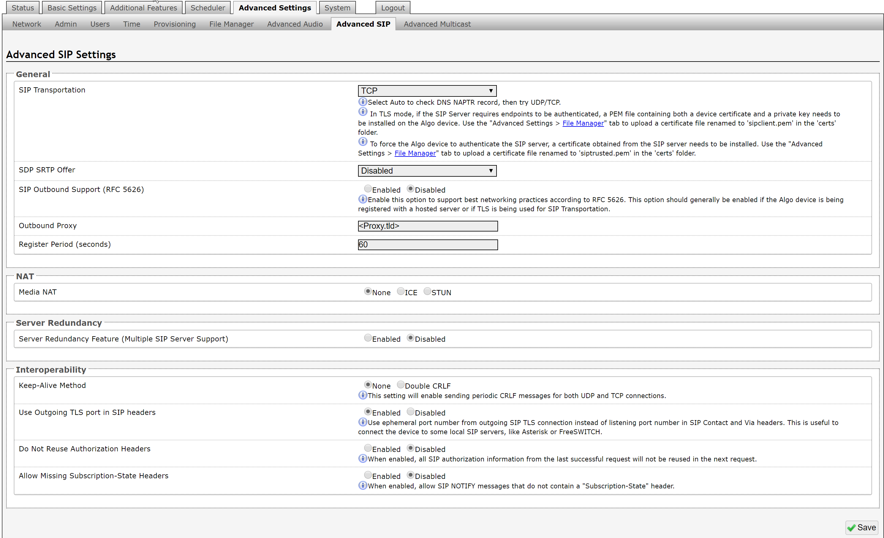 Registering an Algo 8301 to a paging user extension – Support
