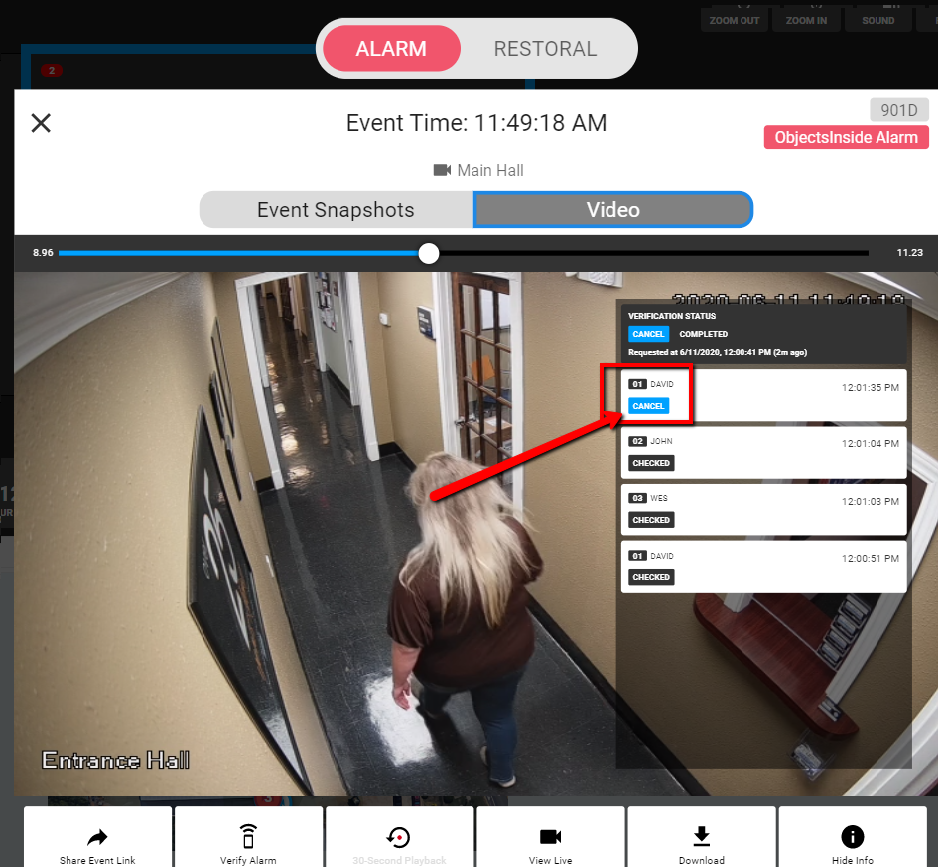 Video Monitoring Portal - End User Verification