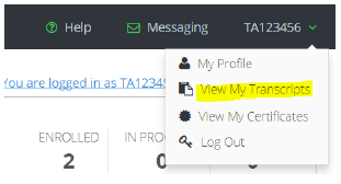 Viewing Transcripts and Certificates of Completion