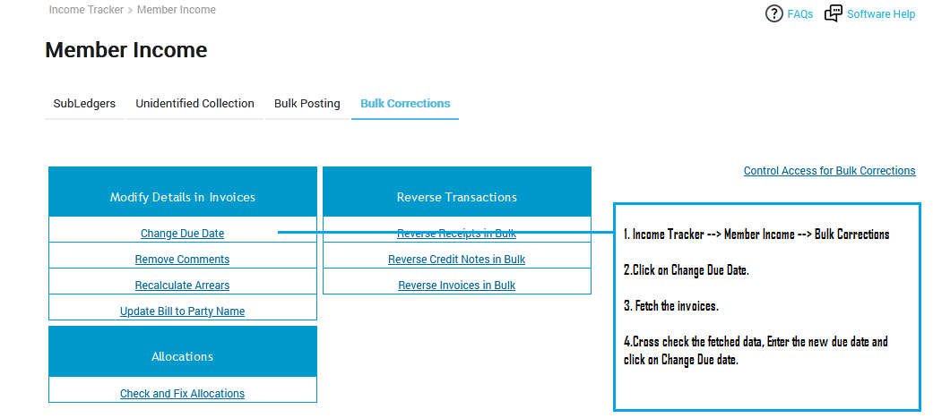 How to change the due date for raised invoices?