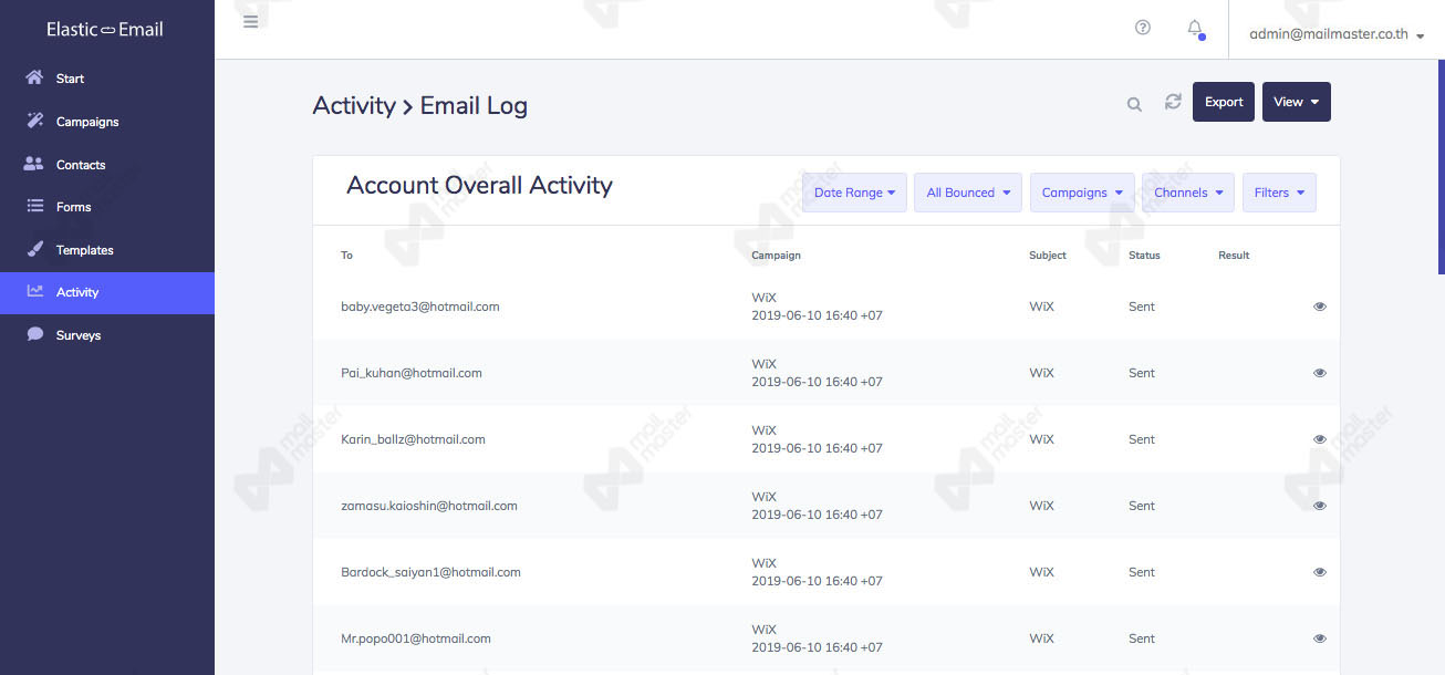 Elastic Email Marketing - คู่มือการใช้งาน - EMAIL LOG