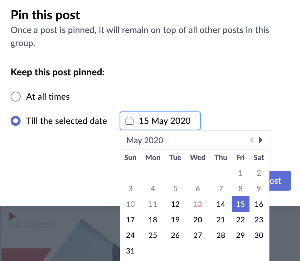 Once done, click Pin this Post.