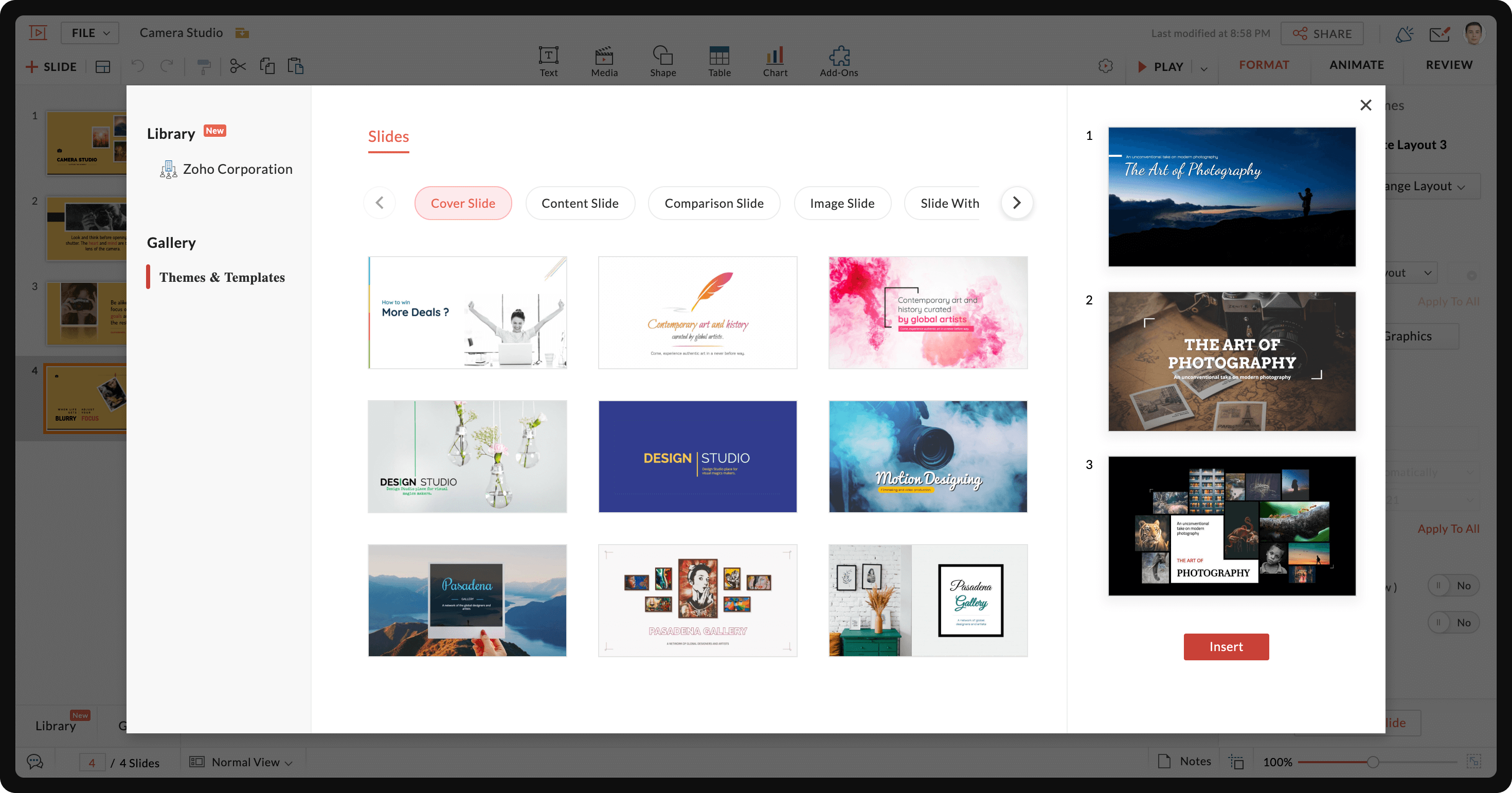 Fundamentals of Zoho Show UI