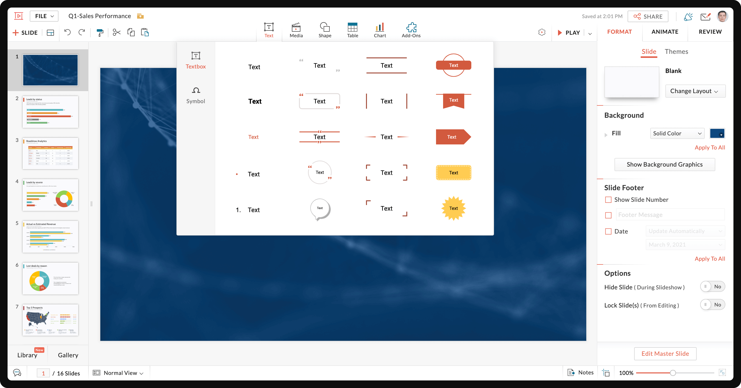 Add Text box and Symbol to a slide