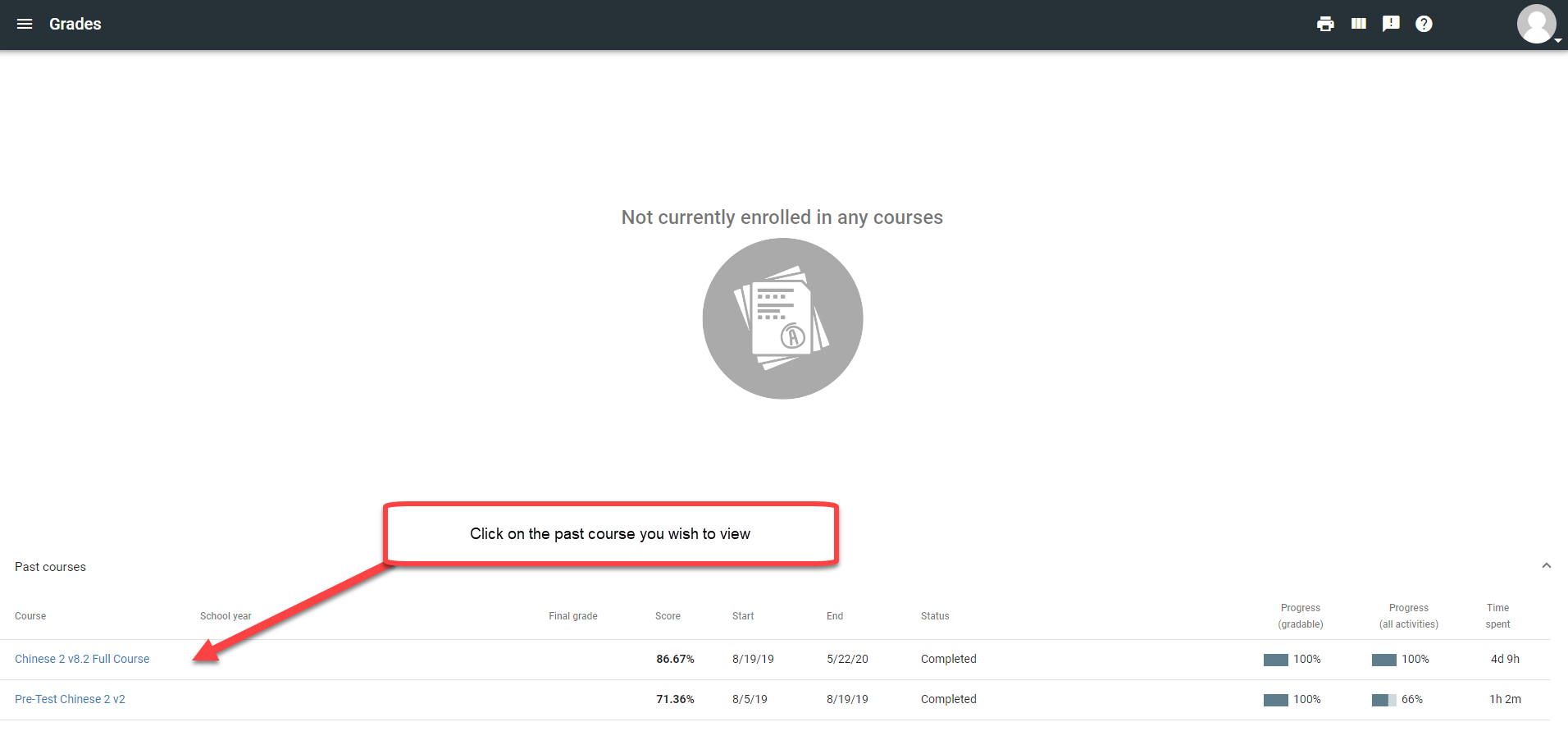 How to view completed/past courses in Buzz?