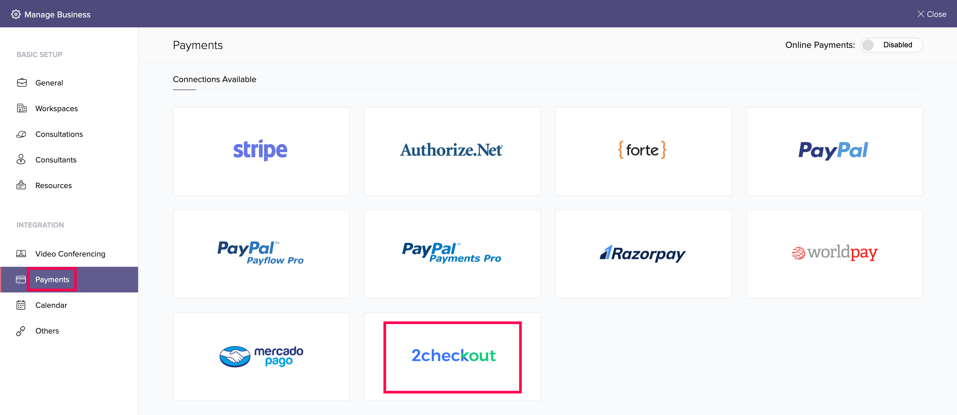 2Checkout Payment Integration