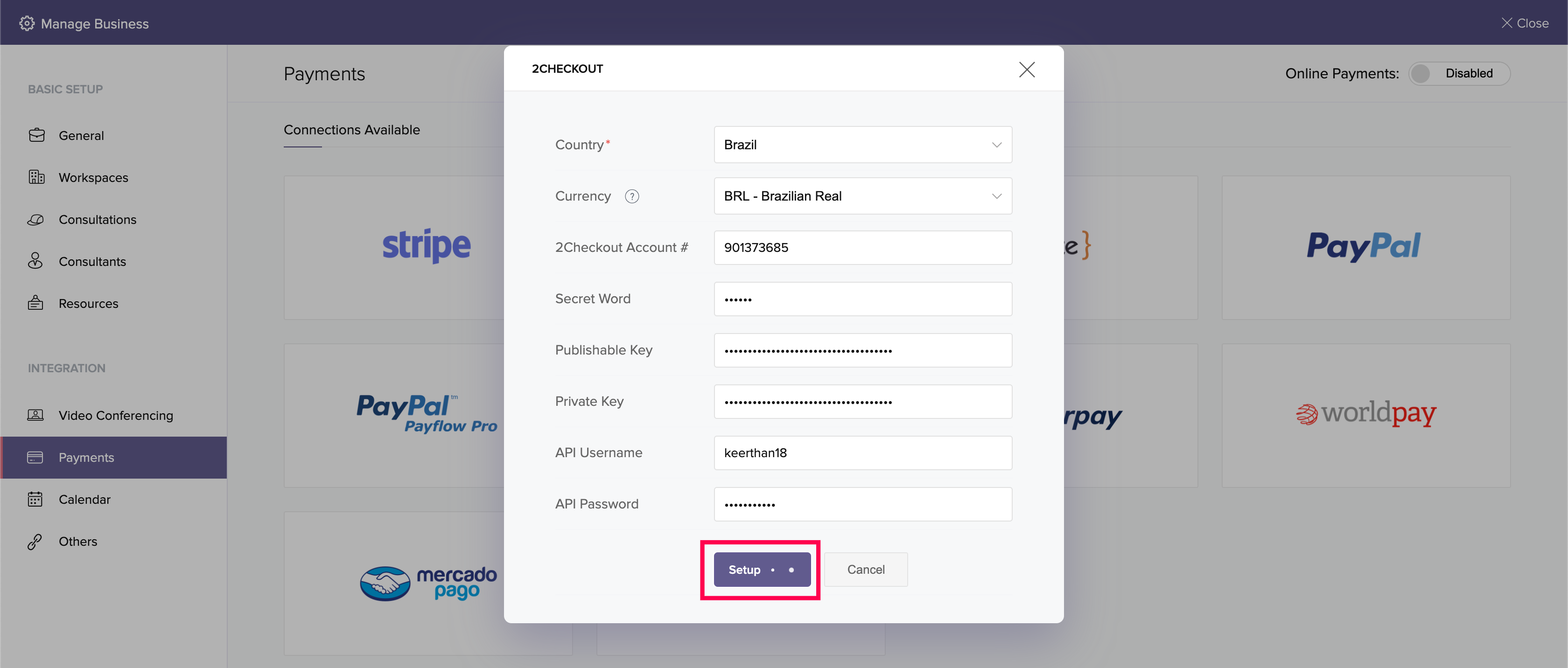 2Checkout Payment Integration