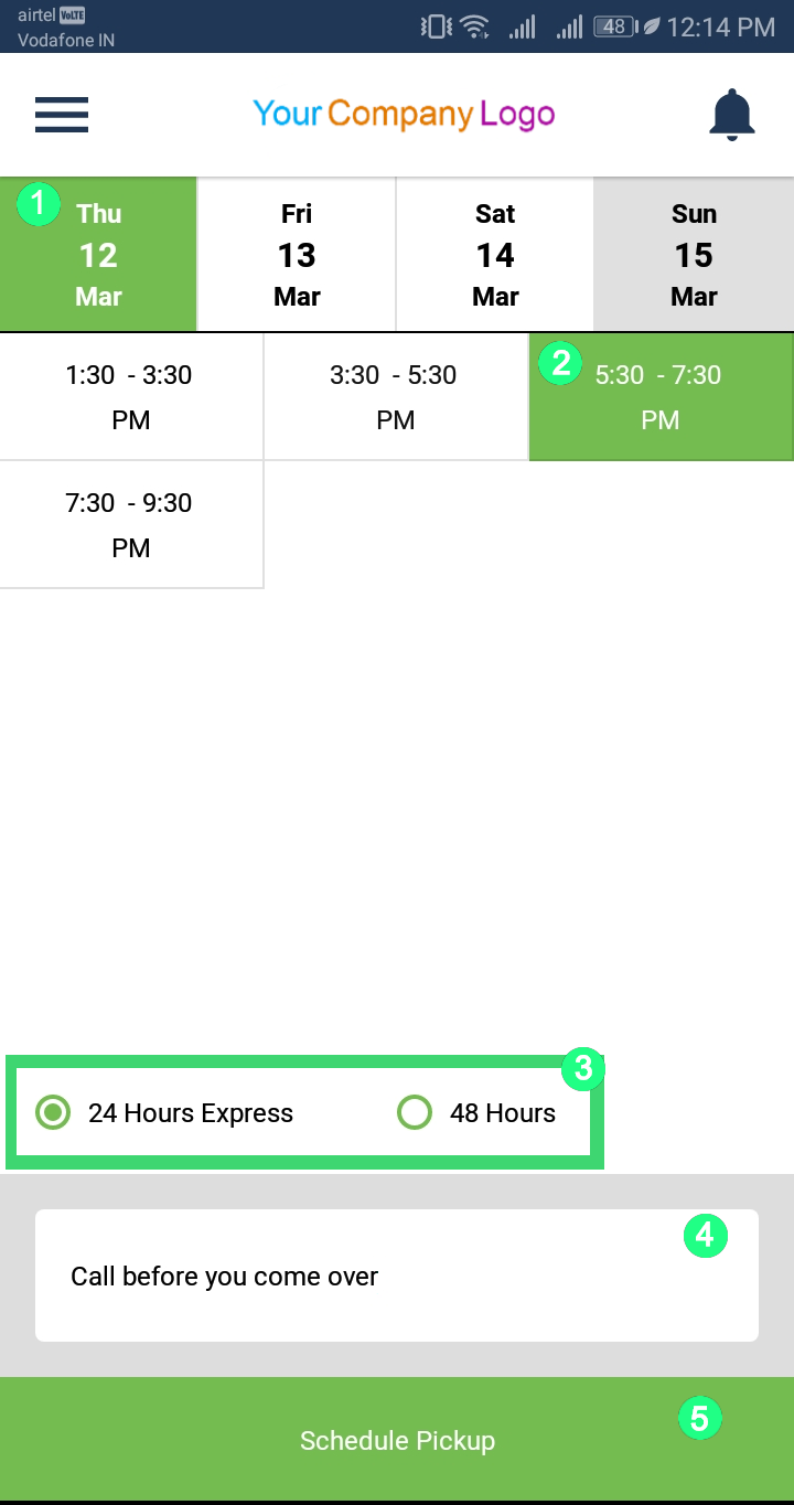 What is request/ schedule pickup screen
