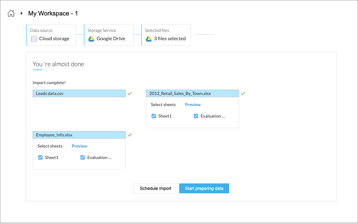 Import data from cloud storage services