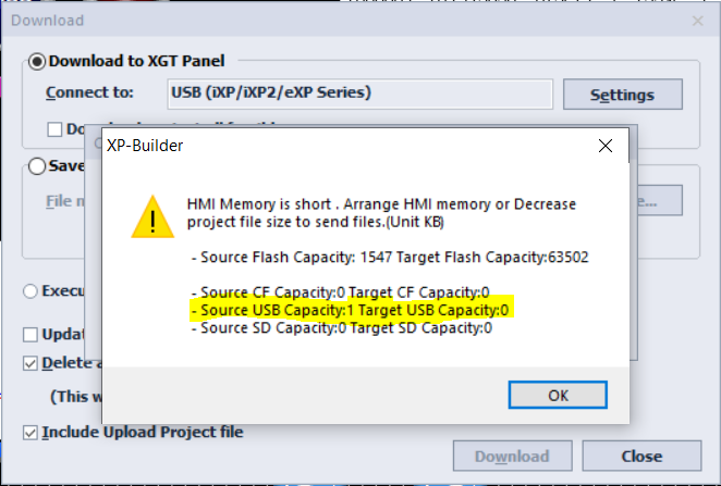 Solution Square : HMI Memory is Short Error