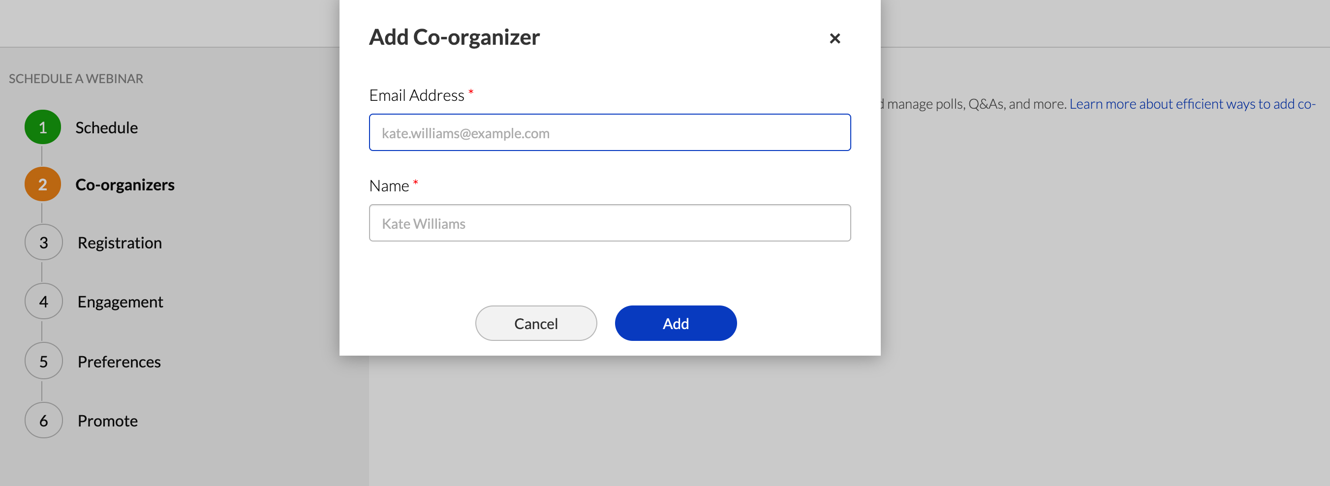 Add co-organizers for webinars