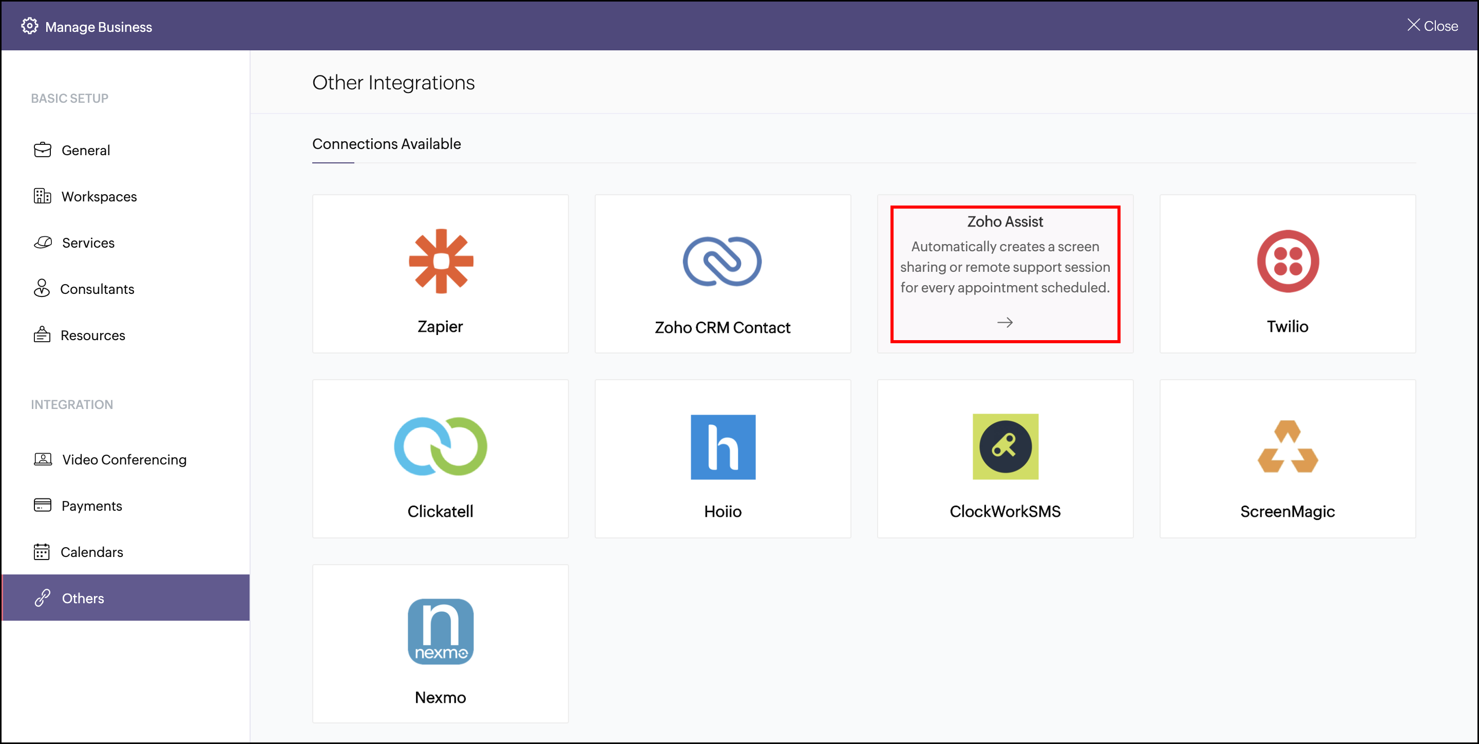 Zoho Assist Integration | Help - Zoho Bookings
