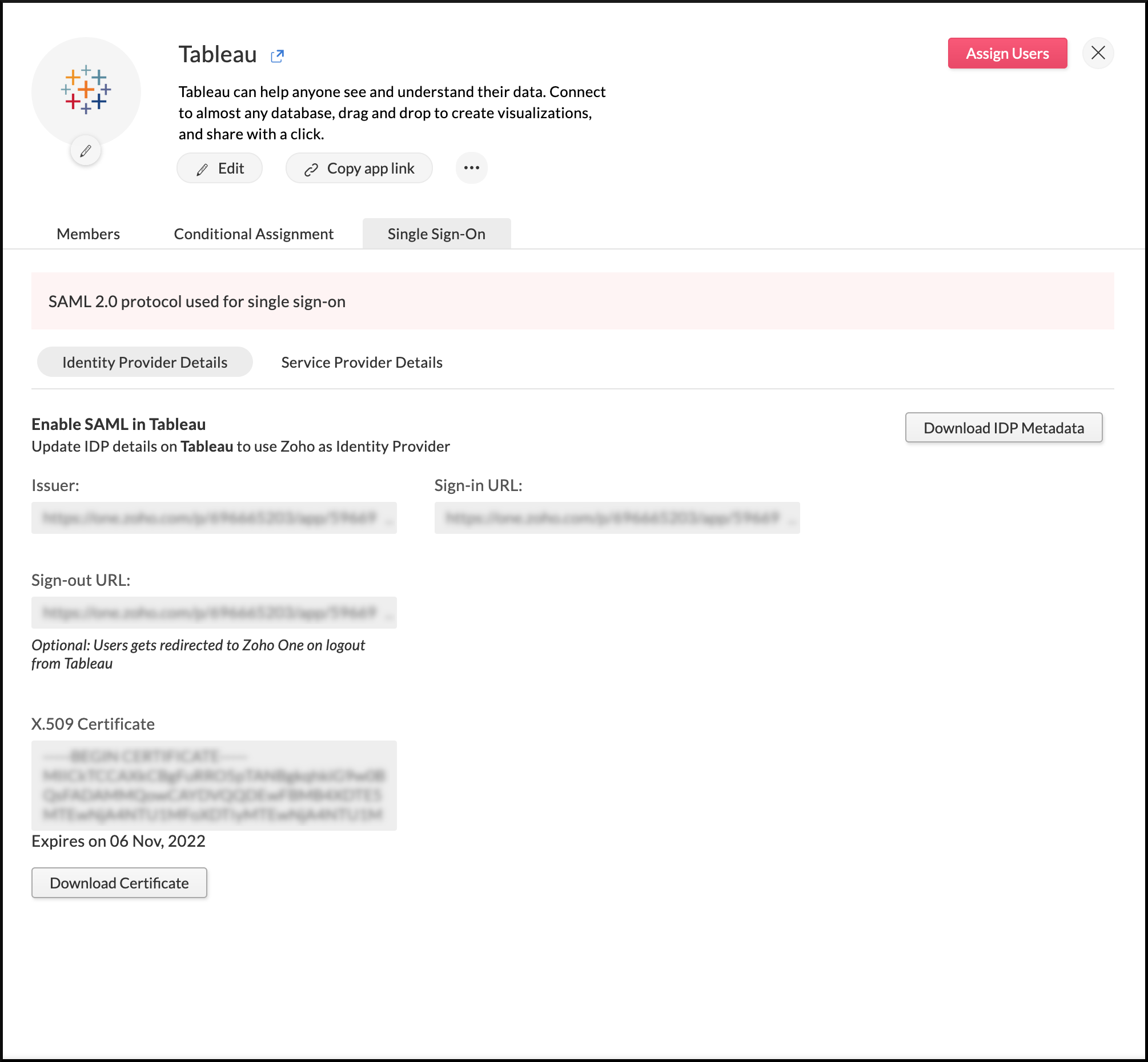 Directory Apps - Tableau | Marketplace Installation Guides - Zoho One