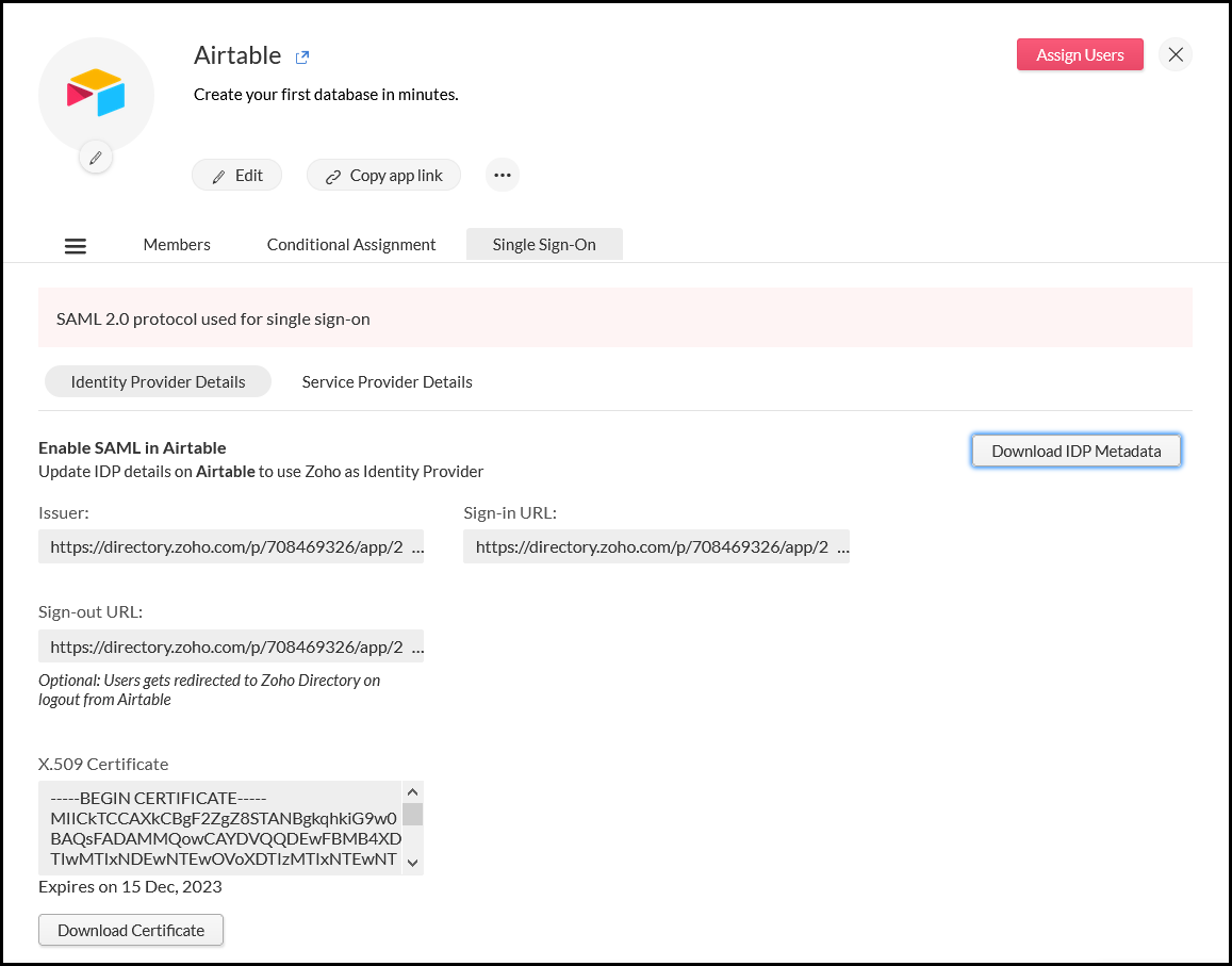 Manage Apps - Airtable for Zoho Directory | Markeplace Installation Guides - Zoho One