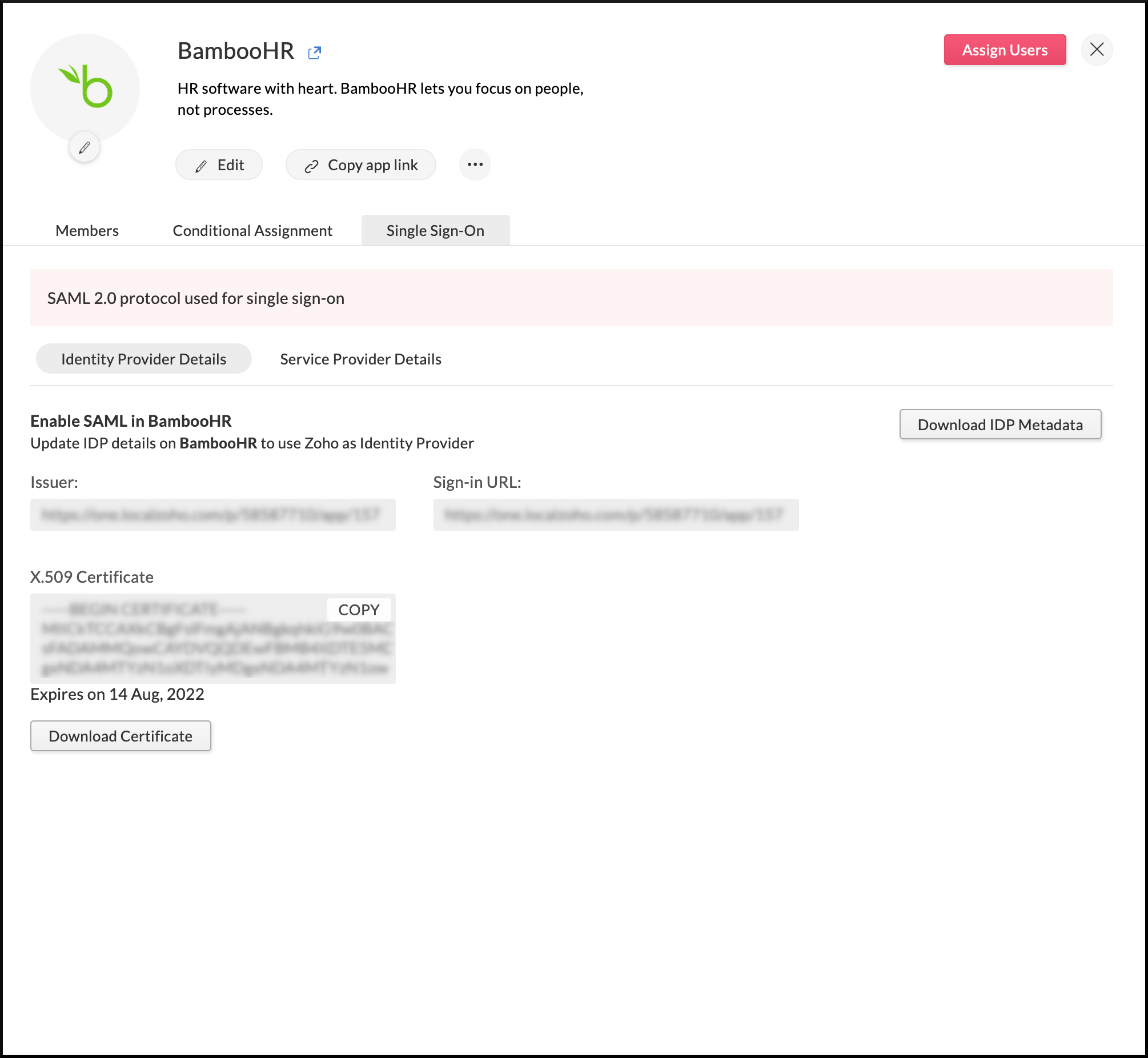 Directory Apps - BambooHR | Marketplace Installation Guides - Zoho One