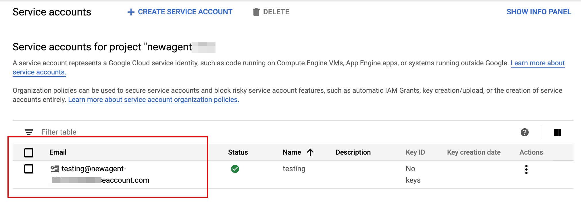 How to get the json key file from DialogFlow?