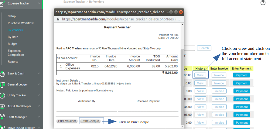 How to change or edit payee’s name for printing the Cheque?