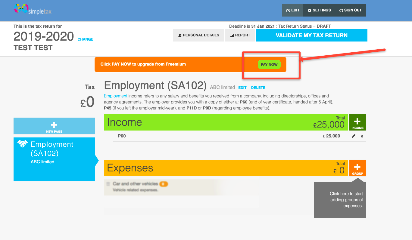 SA100 : I am a new user and want to pay for 2 tax returns for me and my ...