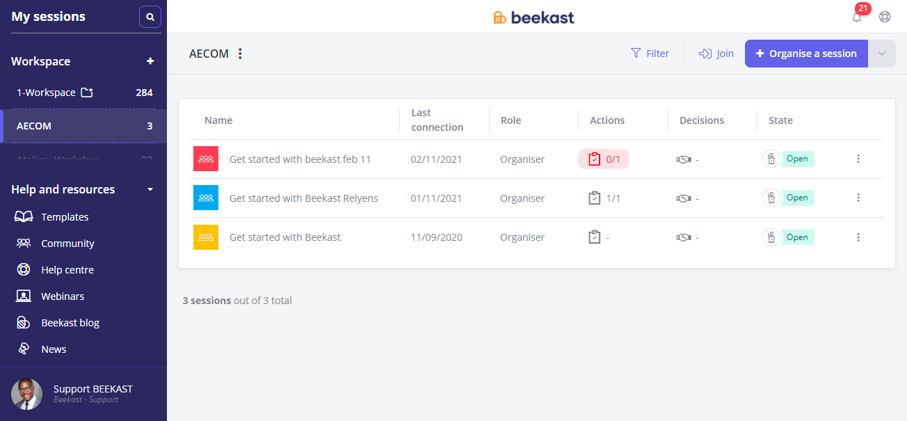 How to create a session