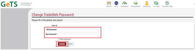 How do I change TradeWeb Live! Login Password?