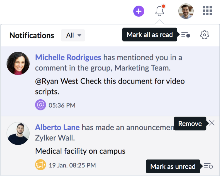 Click the "X" icon in the top-right corner of a particular notification ...