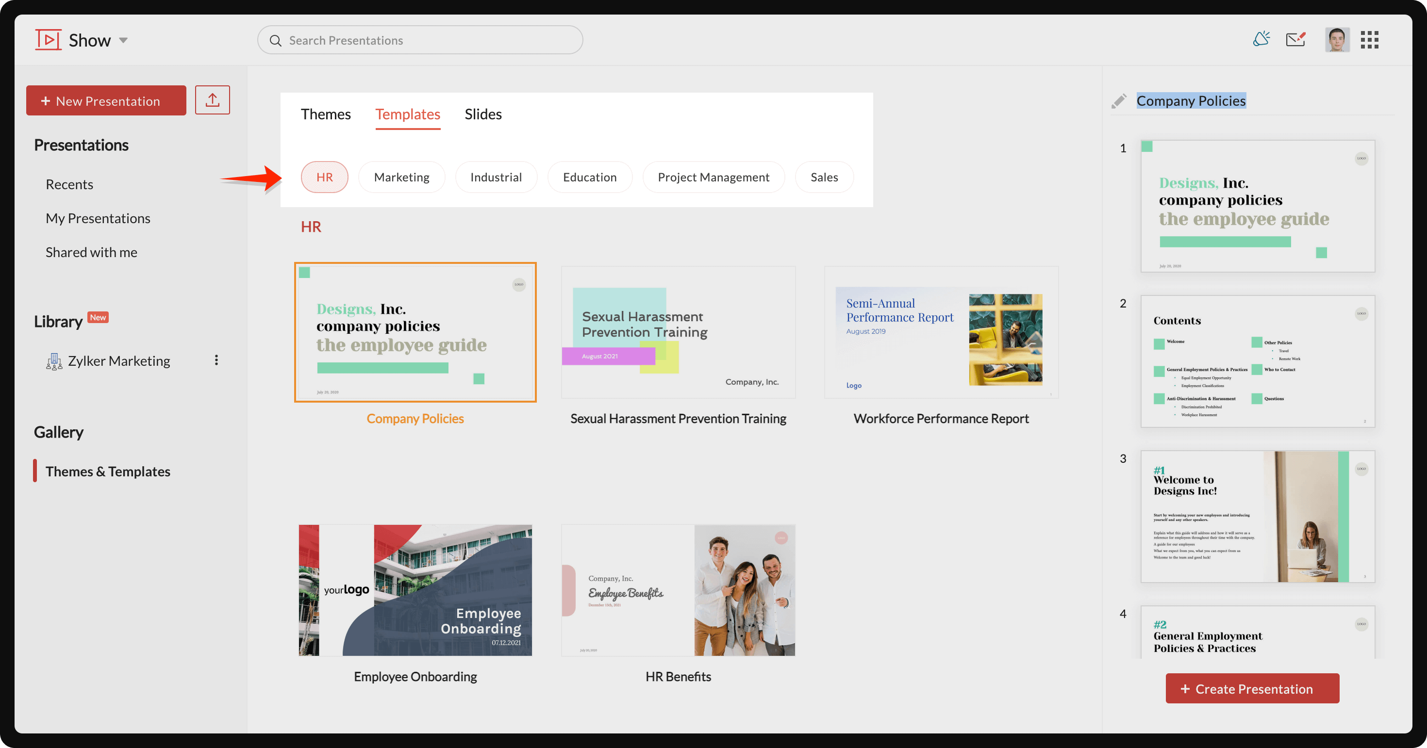 Create presentations in Show