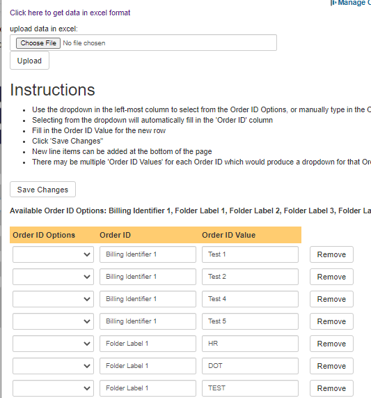 Billing Identifiers and Folder Labels