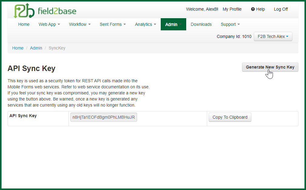 How to Generate a New API Sync Key